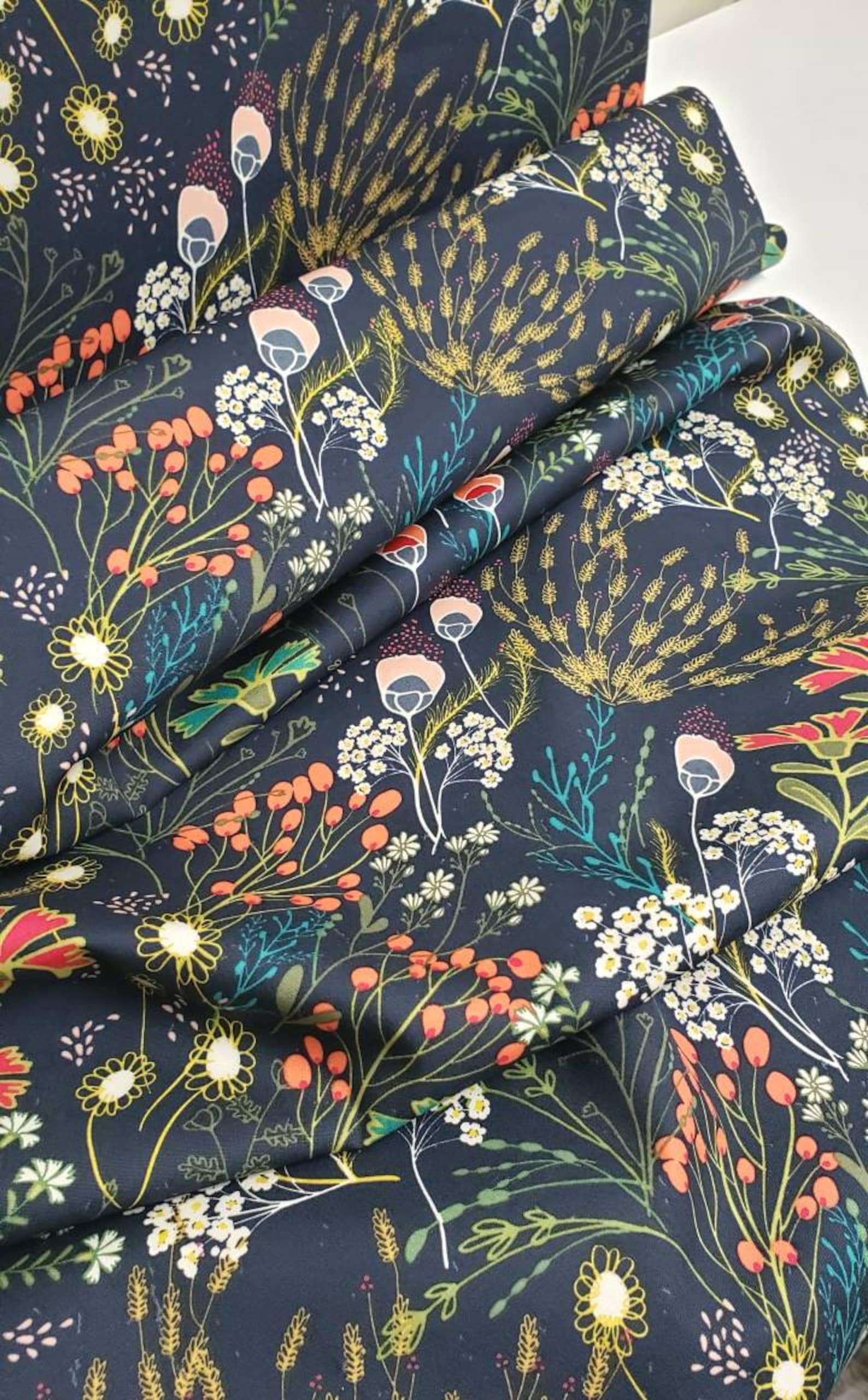 INDIE FOLK - Meadow Dim Navy Floral - Pat Bravo for Art Gallery Fabrics ...