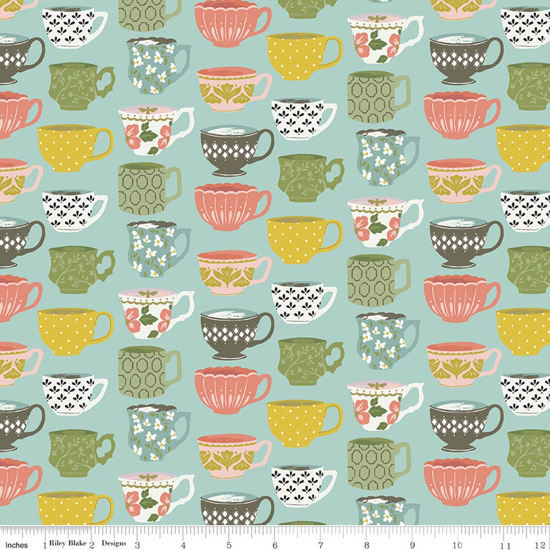TEA WITH BEA - Tea Time - Tea Cups - Sky - Katherine Lenius - 100% ...