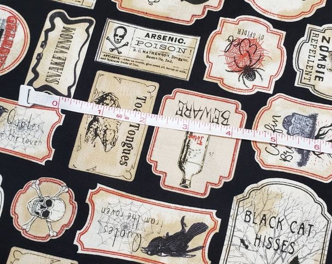 SPOOKY LABELS - Halloween Fabric - 100% Cotton Yardage Quilting Fabric ...