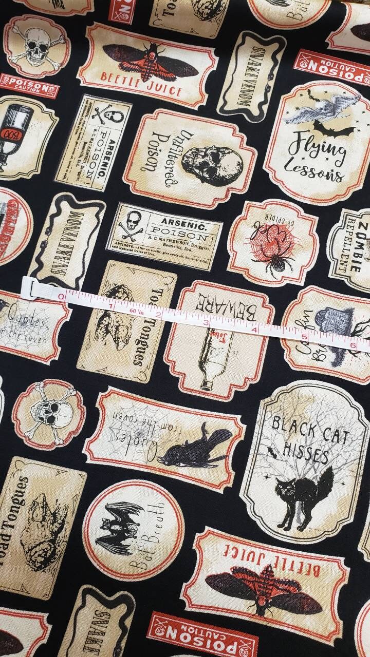 SPOOKY LABELS Halloween Fabric 100% Cotton Yardage - Etsy