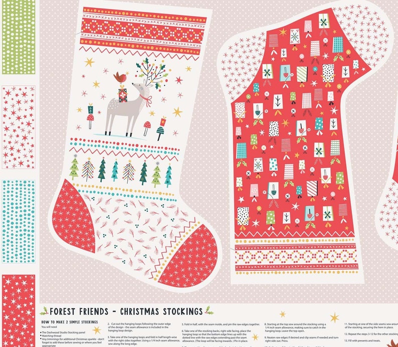 FOREST FRIENDS Christmas Stocking Panel Dashwood Studios - Etsy