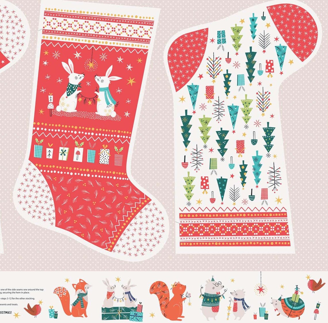 FOREST FRIENDS Christmas Stocking Panel Dashwood Studios - Etsy