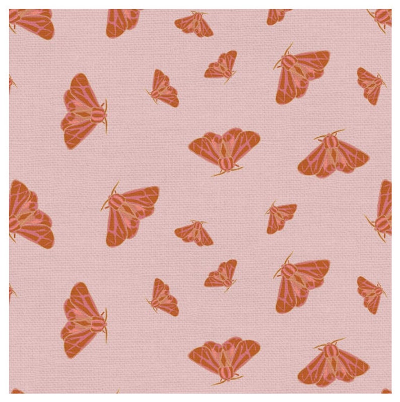 TIGER LILY TRAIL Moths Blush Pink Teresa Chan 100% - Etsy