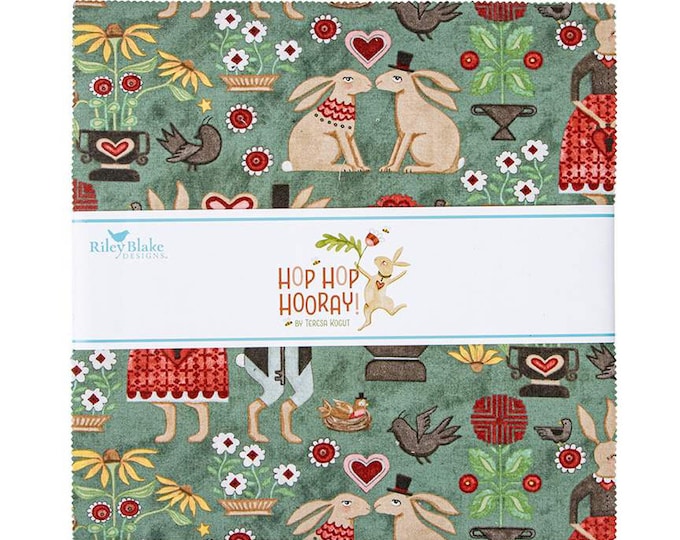 End of Bolt 16" HOP HOP HOORAY Bunny Border Stripe Black Teresa Kogut ...