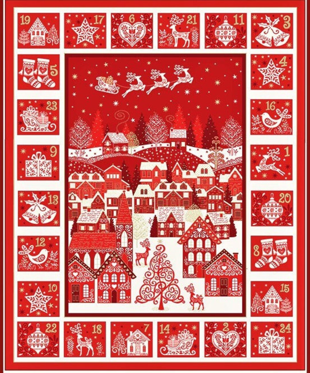 SCANDI 2022 Advent Calendar Panel Multi Christmas Makower UK Andover ...