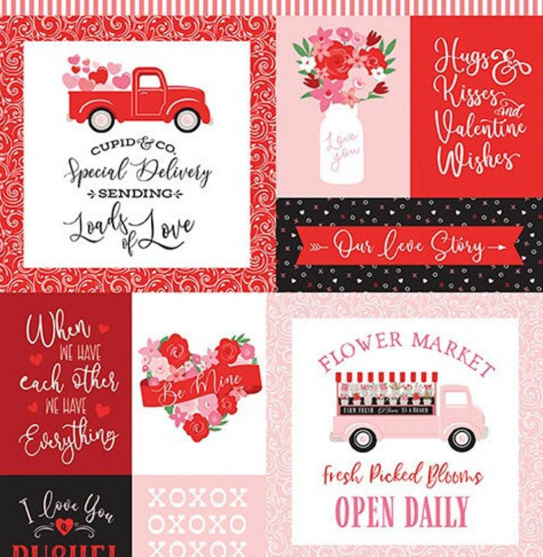 FALLING IN LOVE - Panel - Red - 24" X 42" - Valentine's Day - Dani ...