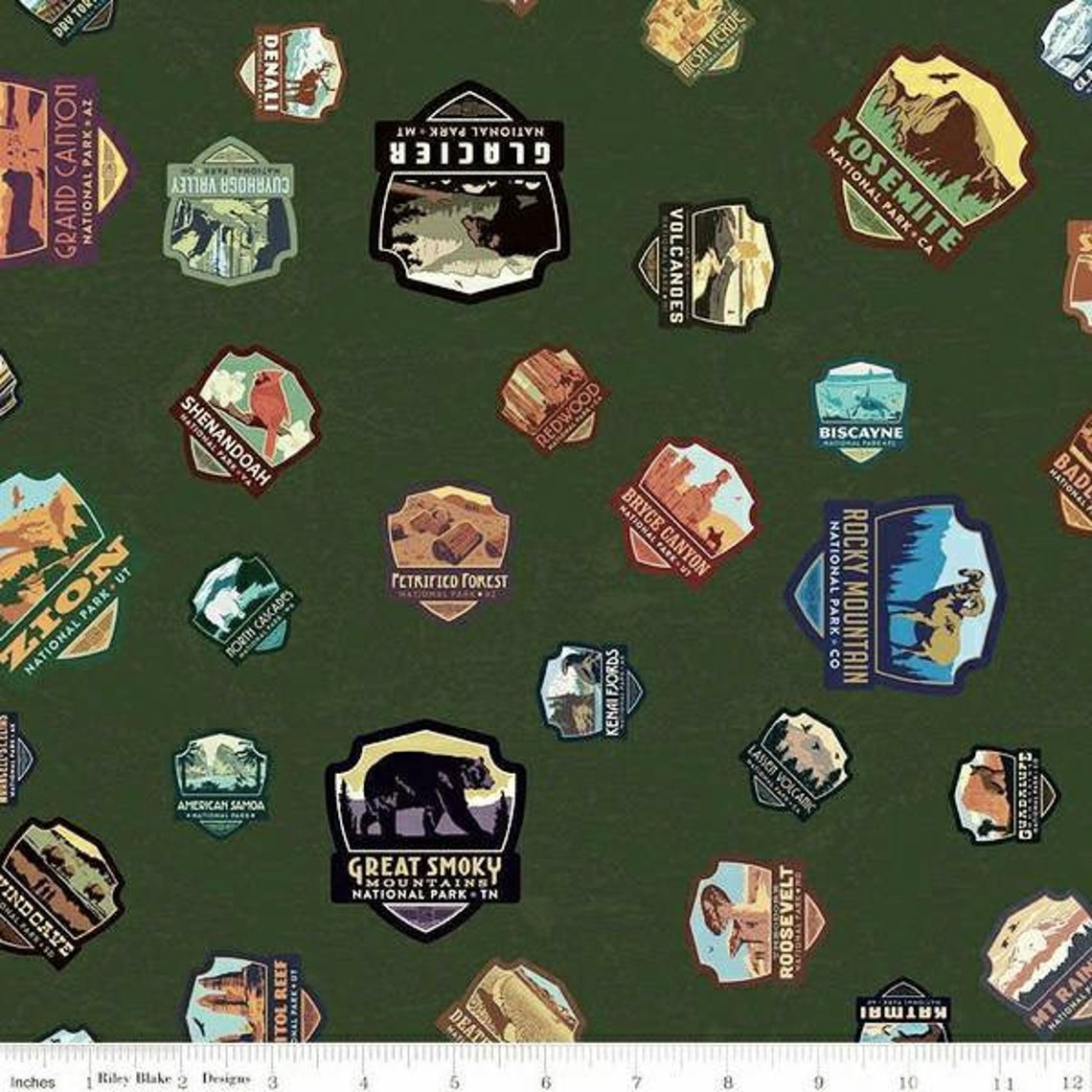 NATIONAL PARKS Park Patches in Green Cotton Quilting - Etsy