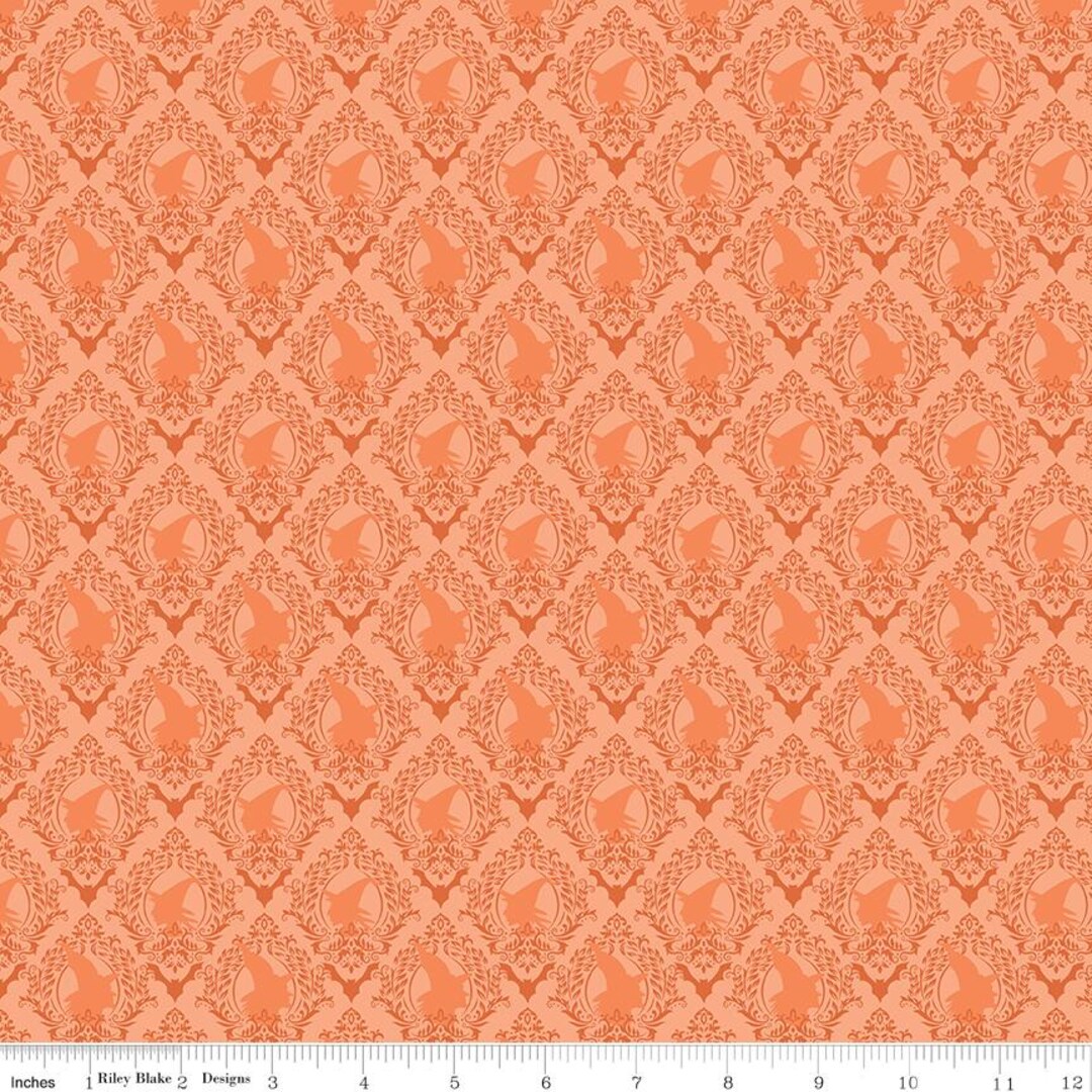 SPOOKY SCHOOLHOUSE Damask Orange Metallic Halloween Melissa Mortenson ...
