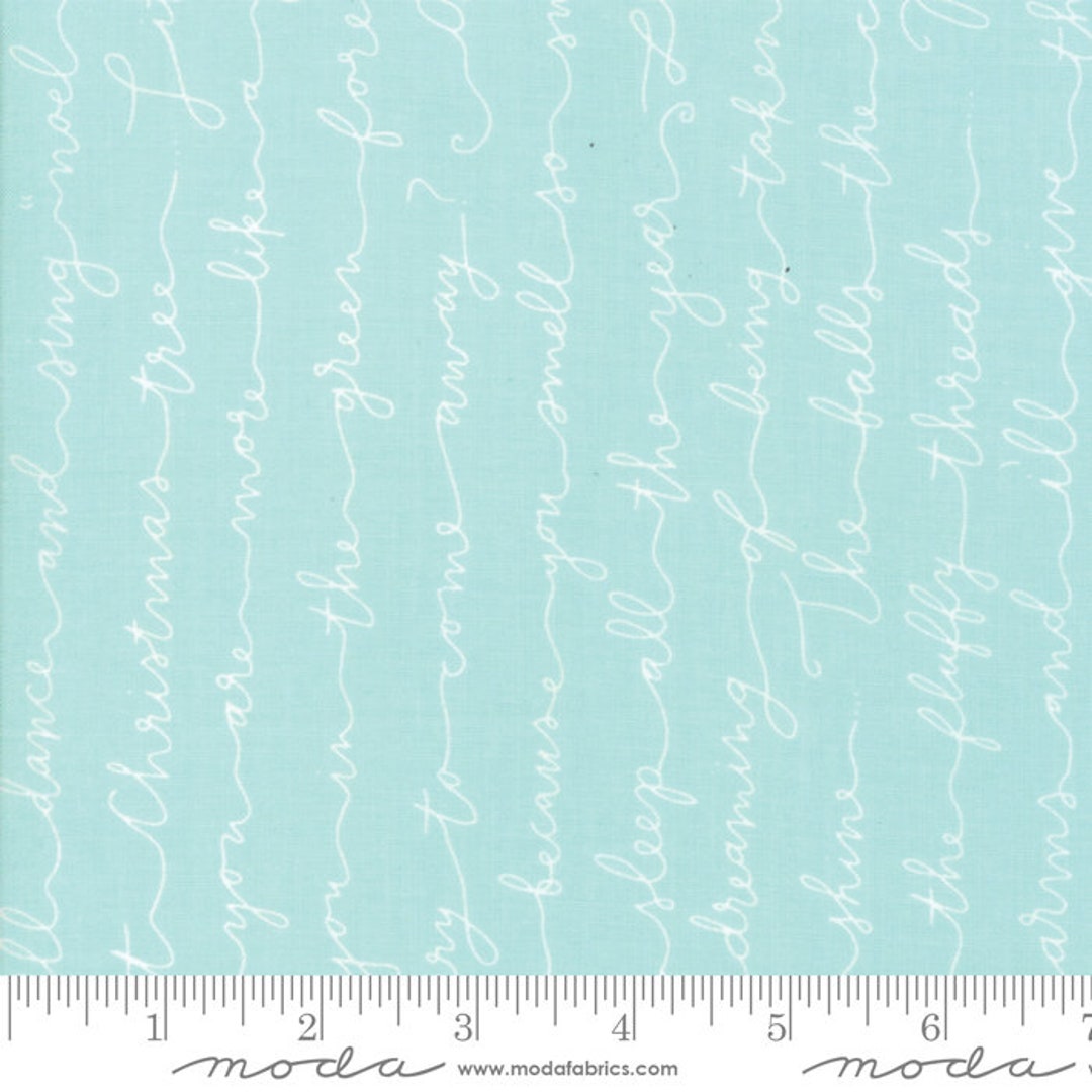Little Tree by Lella Boutique - Poem Text in Aqua - Holiday Fabric Moda ...