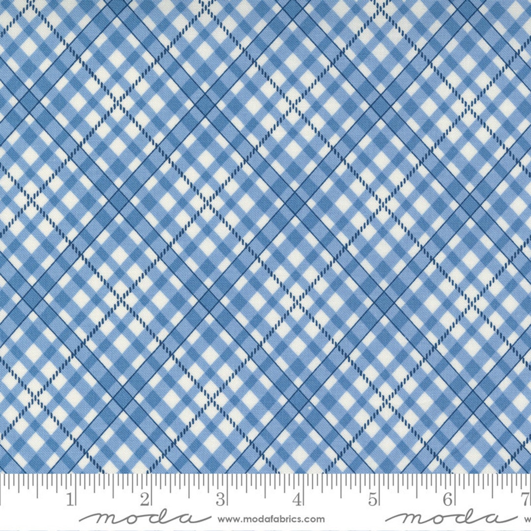 BELLE ISLE Plaid Sky Blue Minick & Simpson 100% Cotton Quilting Fabric ...