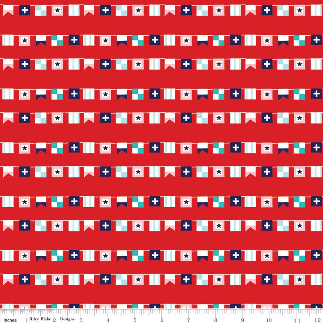 SEASIDE - Tasha Noel - Red Flags - New Cotton Quilting Fabric Riley ...