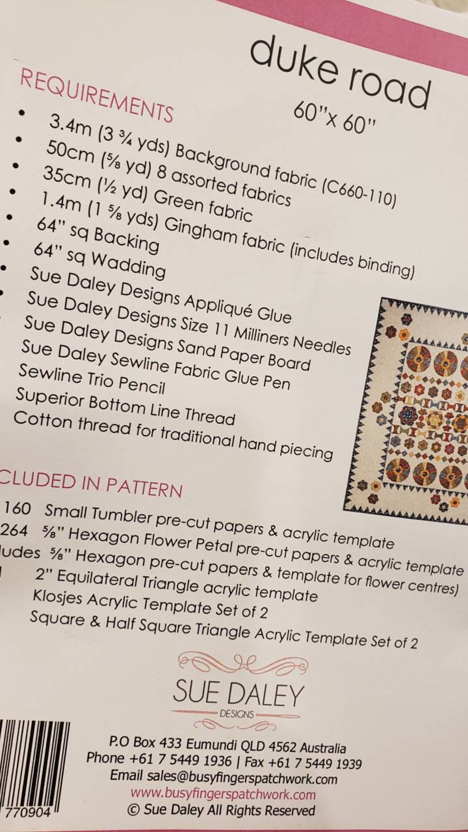 Sue Daley DUKE ROAD Quilt Pattern: Paper Piecing Design | Etsy