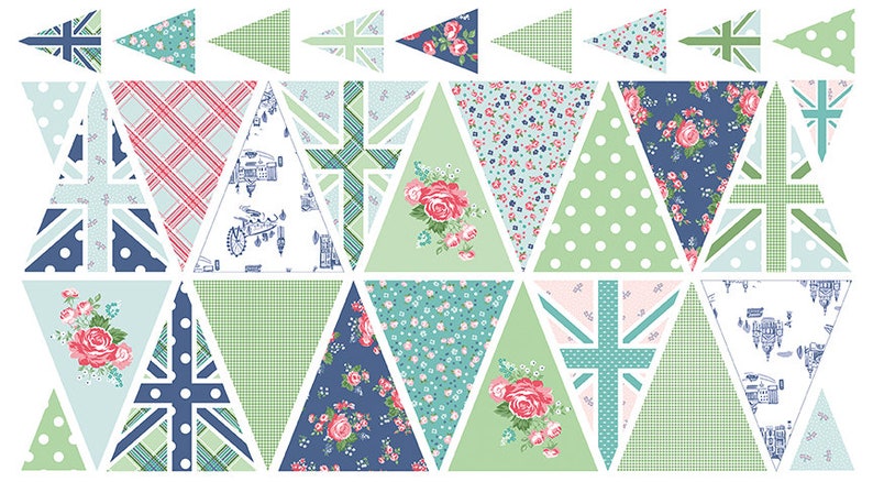 NOTTING HILL Blue Bunting Panel 24" X 42" Amy Smart 100% Cotton ...