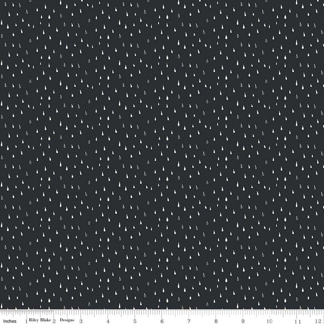 ABBIE Raindrops Black Sue Daley - Riley Blake Designs - Cotton Quilting ...