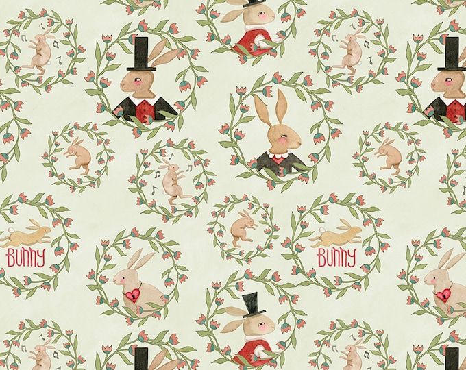 End of Bolt 16" HOP HOP HOORAY Bunny Border Stripe Black Teresa Kogut ...