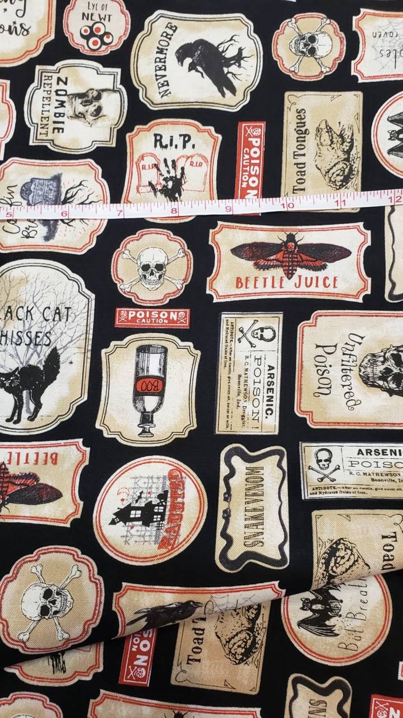 SPOOKY LABELS Halloween Fabric 100% Cotton Yardage - Etsy