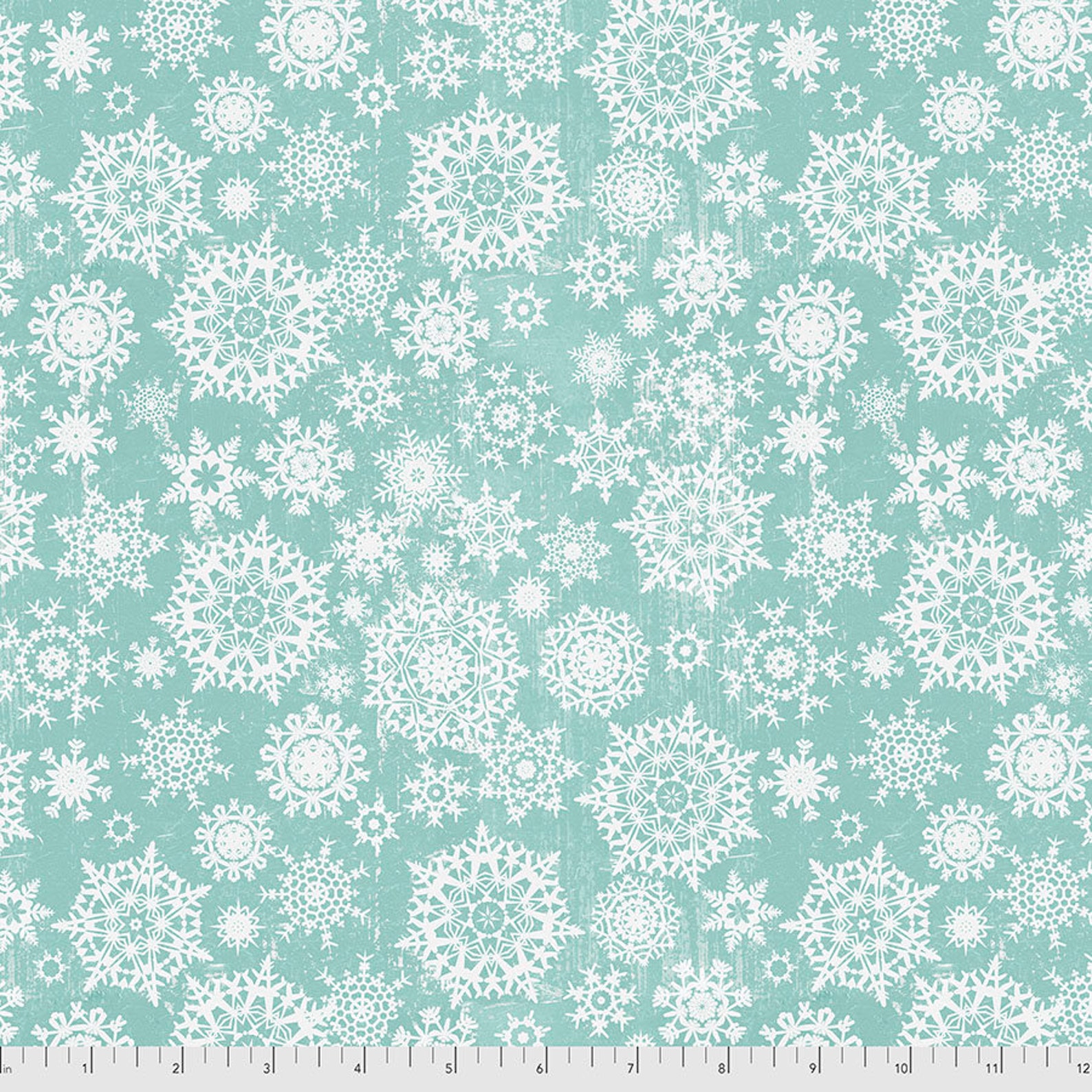 CHRISTMAS TIME Snowfall Snowflakes Mint Christmas Fabric Tim Holtz 100% ...