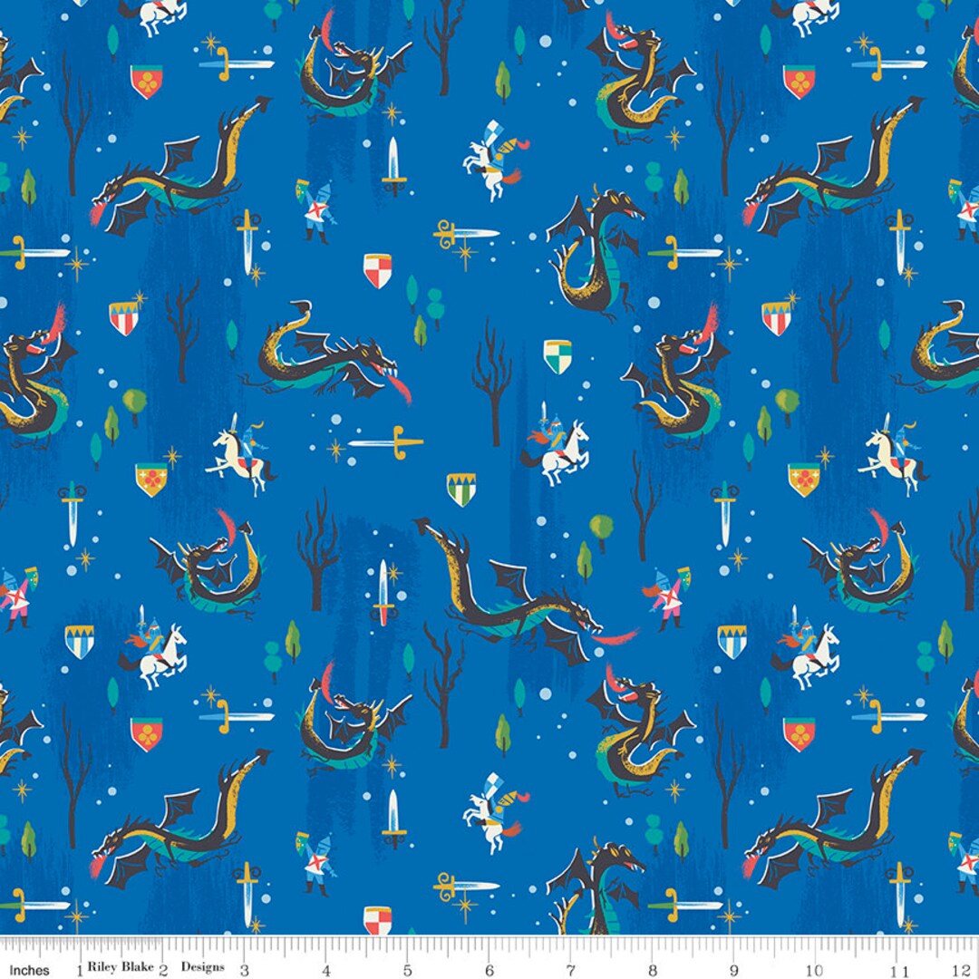 LITTLE BRIER ROSE Dragons Sparkle Midnight Periwinkle Blue - Jill ...