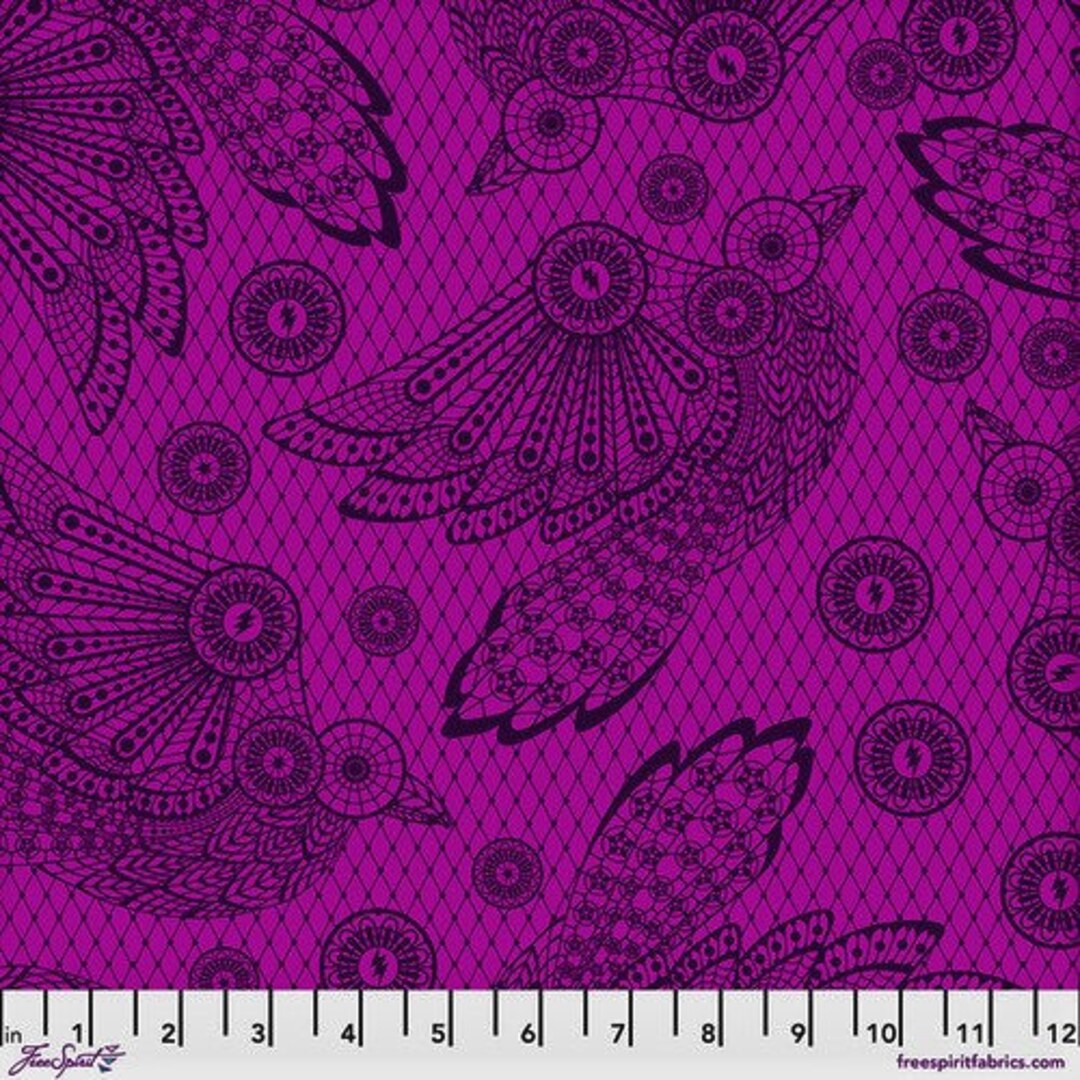 NIGHTSHADE - Deja Vu - Raven Lace - Oleander - Tula Pink - 100% Cotton ...