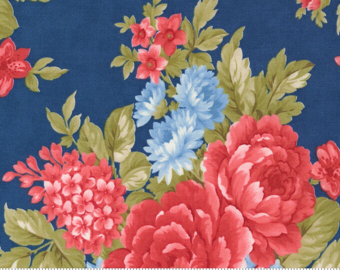 BELLE ISLE Main Floral Navy Minick & Simpson - 100% Cotton Quilting ...