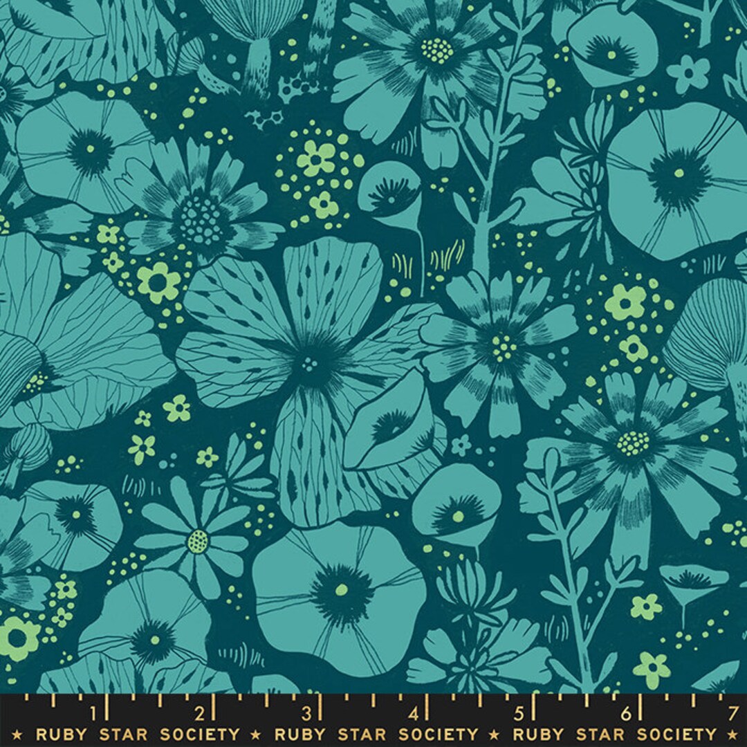 FIREFLY Hiding Spot Floral Galaxy Sarah Watts Ruby Star Society Cotton ...