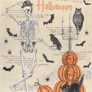 GHOSTLY GREETINGS Skeleton Panel Bone - 24" X 42" - Halloween Fabric ...