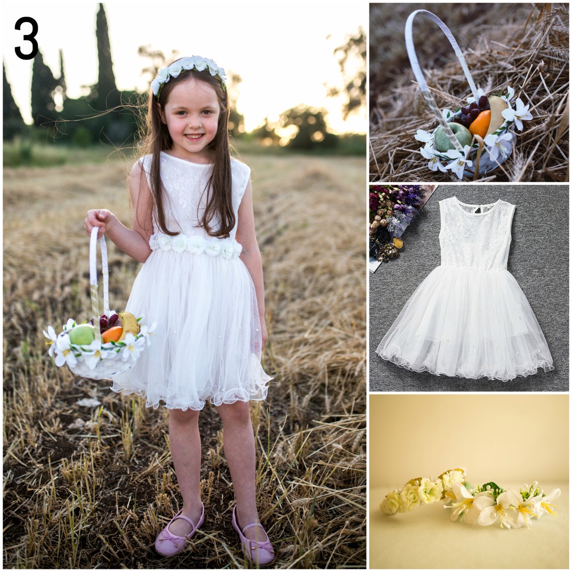Flower Girl Set Flower Girl Crown Flower Girl Dress - Etsy