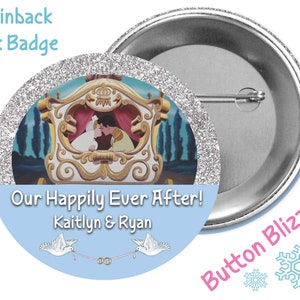 Cinderella and Prince Charming Button Just Married Button | Etsy