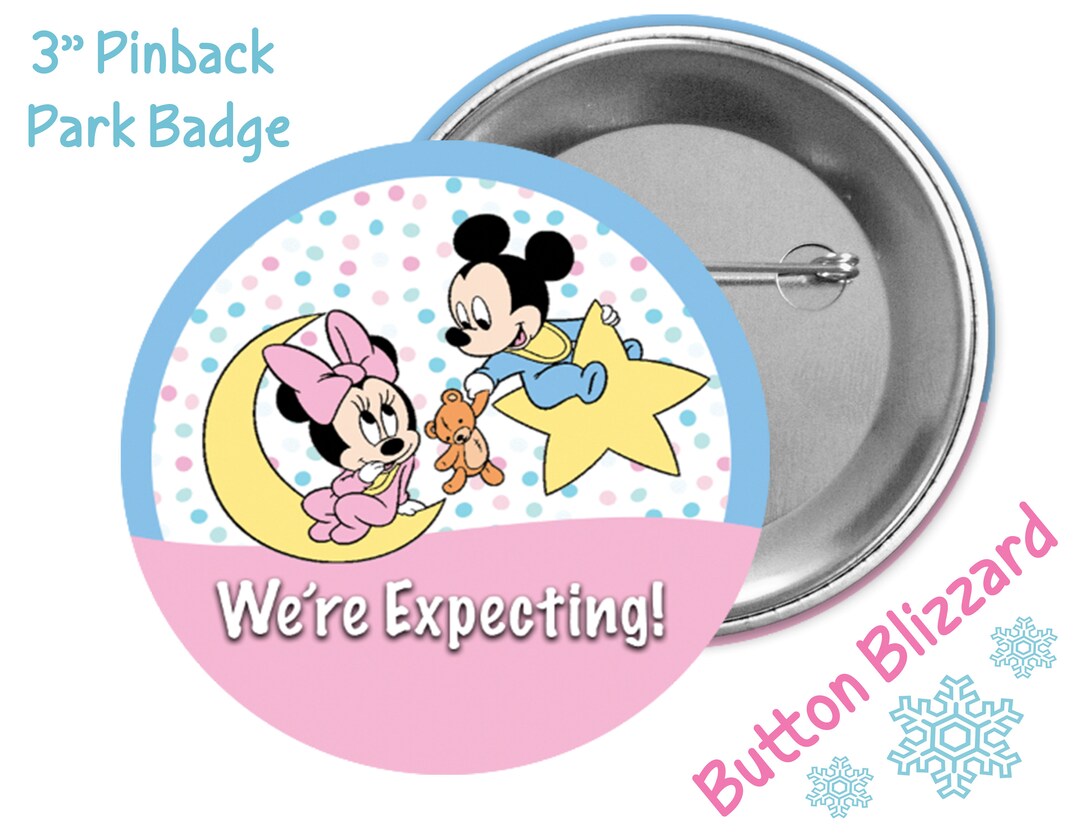 We're Expecting! Mickey Mouse and Minnie Mouse Baby Button - Minnie ...