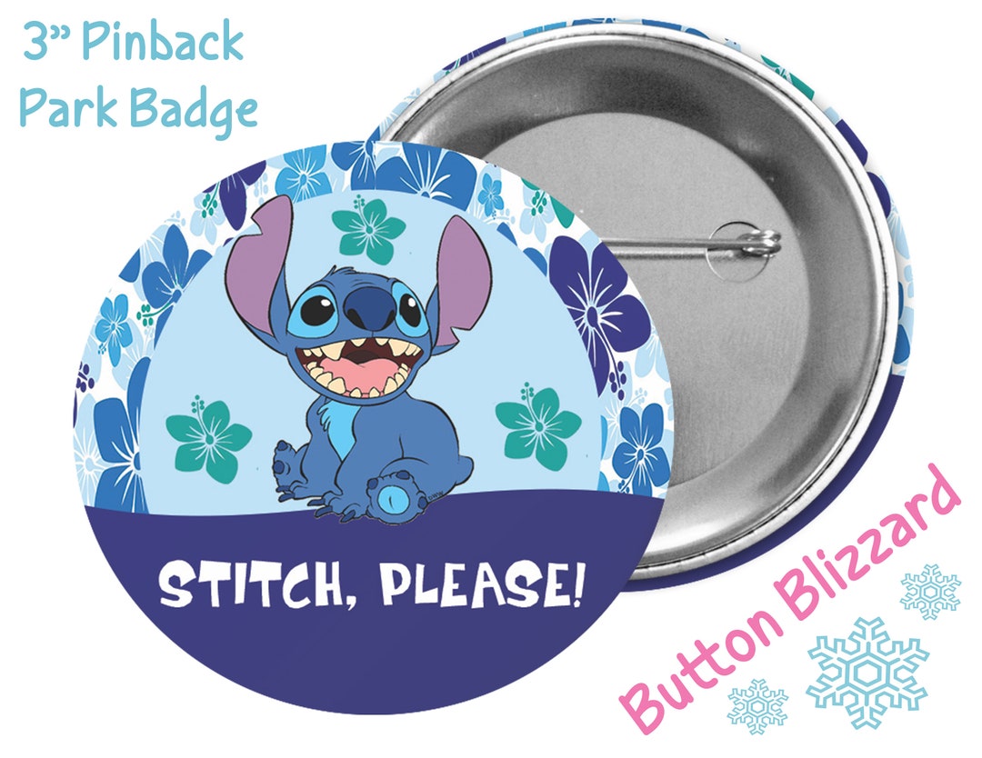 Blue Hawaiian Stitch Button - Lilo and Stitch Button - Stitch Please ...