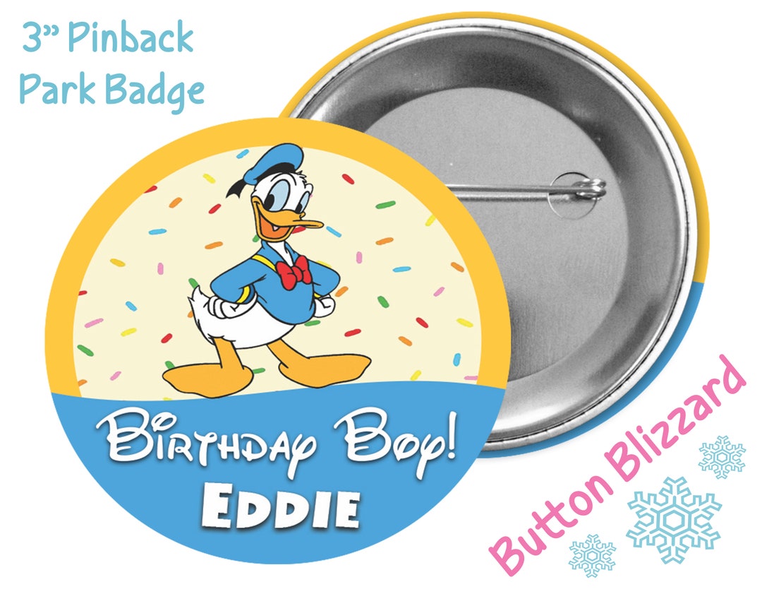 Donald Duck Birthday Boy Button - Mickey Mouse Birthday Boy Button ...