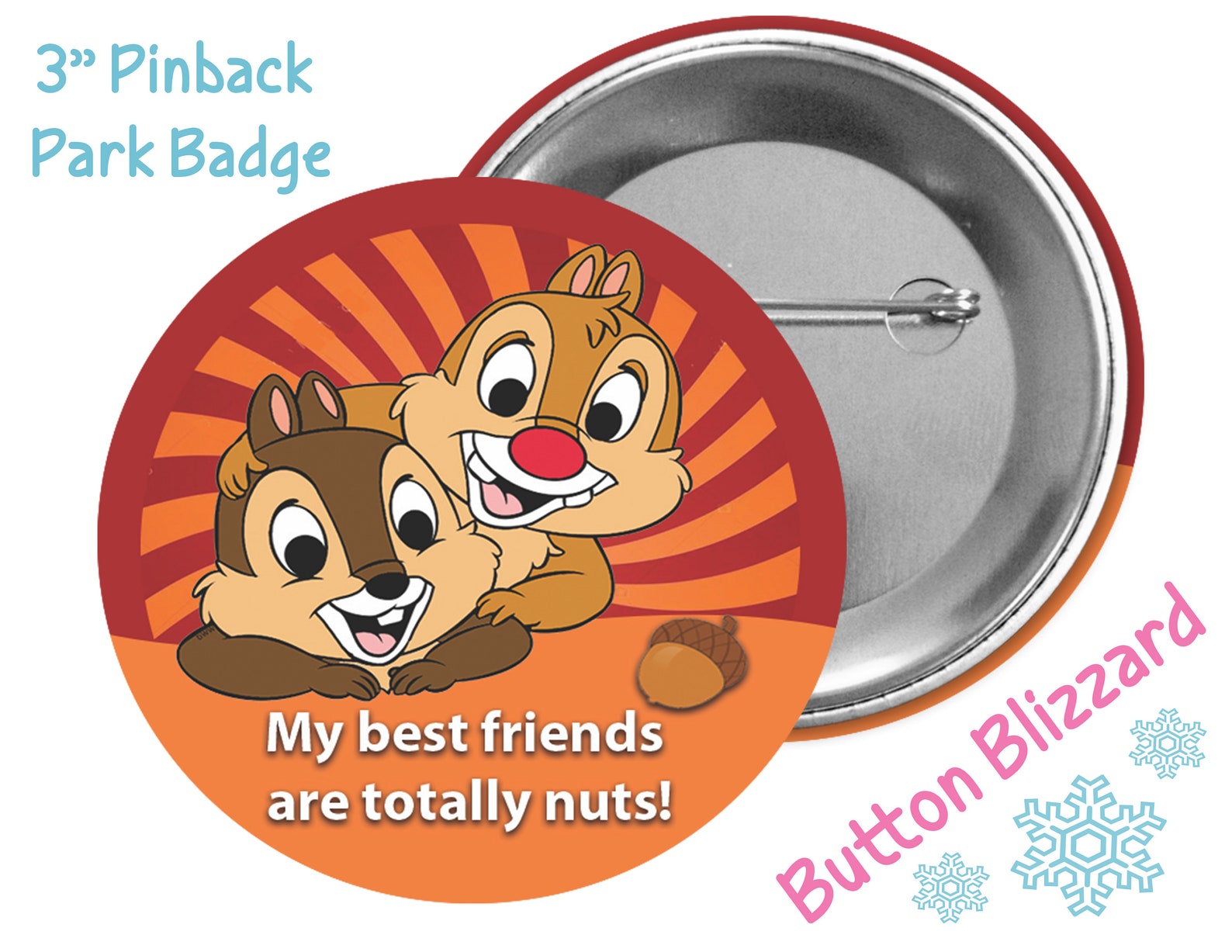 Chip and Dale Button Best Friends Button Friendship Badge | Etsy