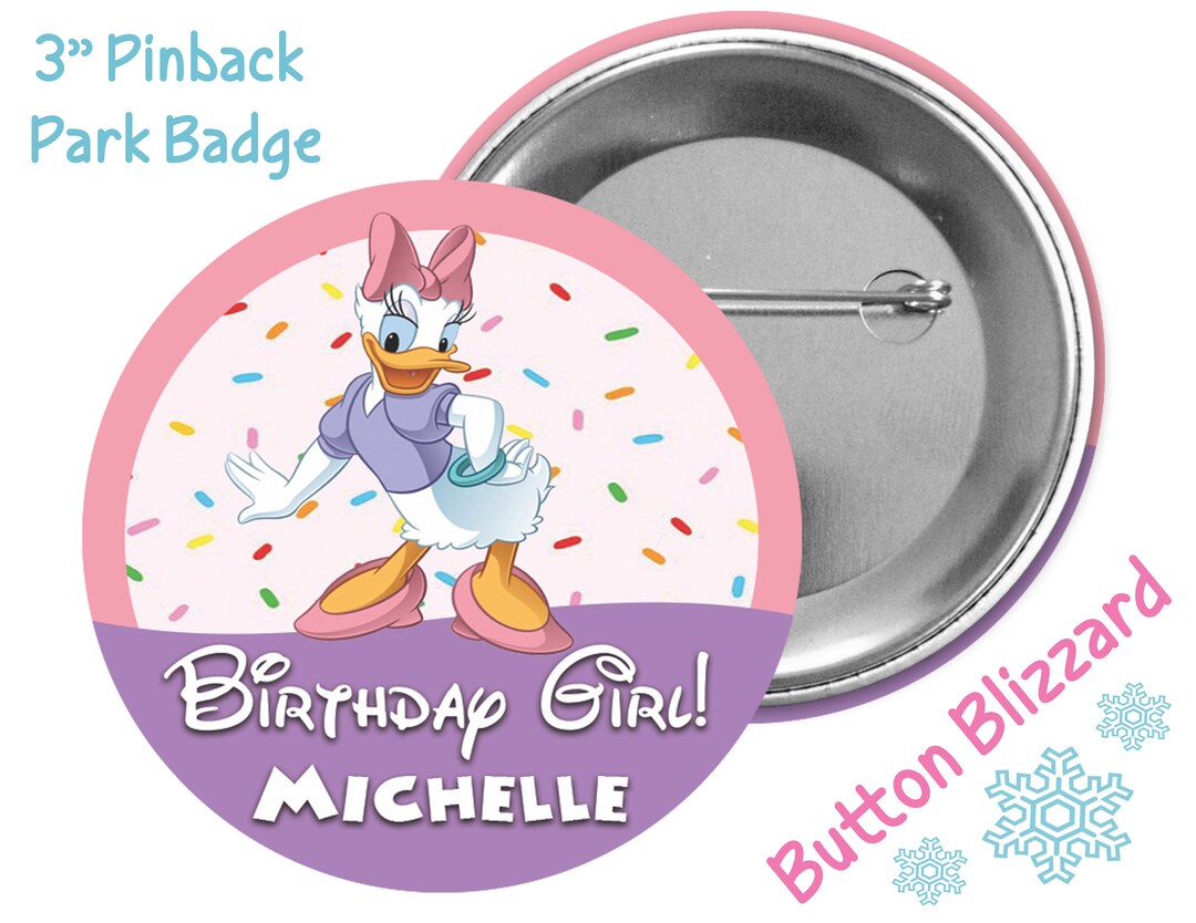 Daisy Duck Birthday Girl Button - Minnie Mouse Birthday Button - Disney ...