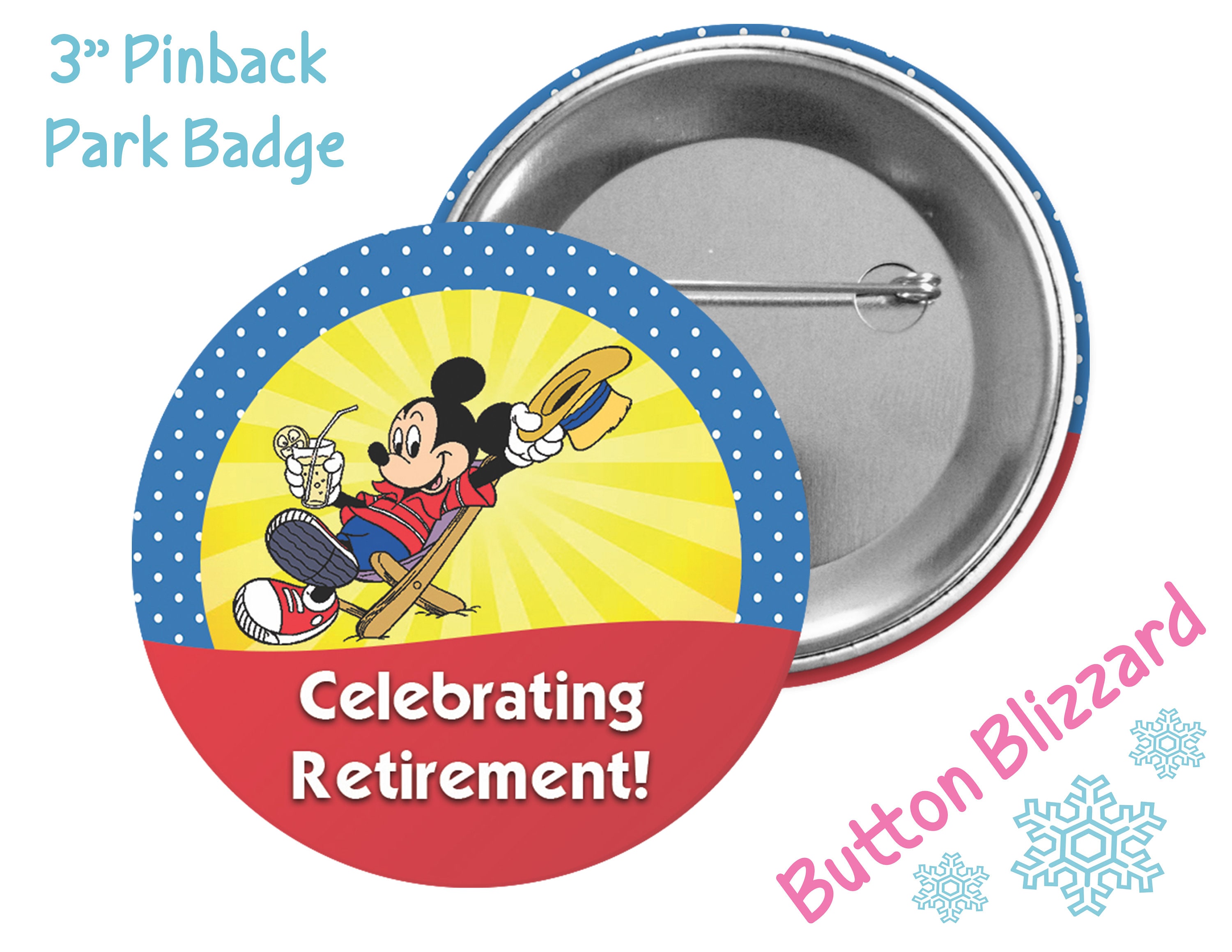 Celebrating Retirement Button - Mickey Minnie Celebration Button ...
