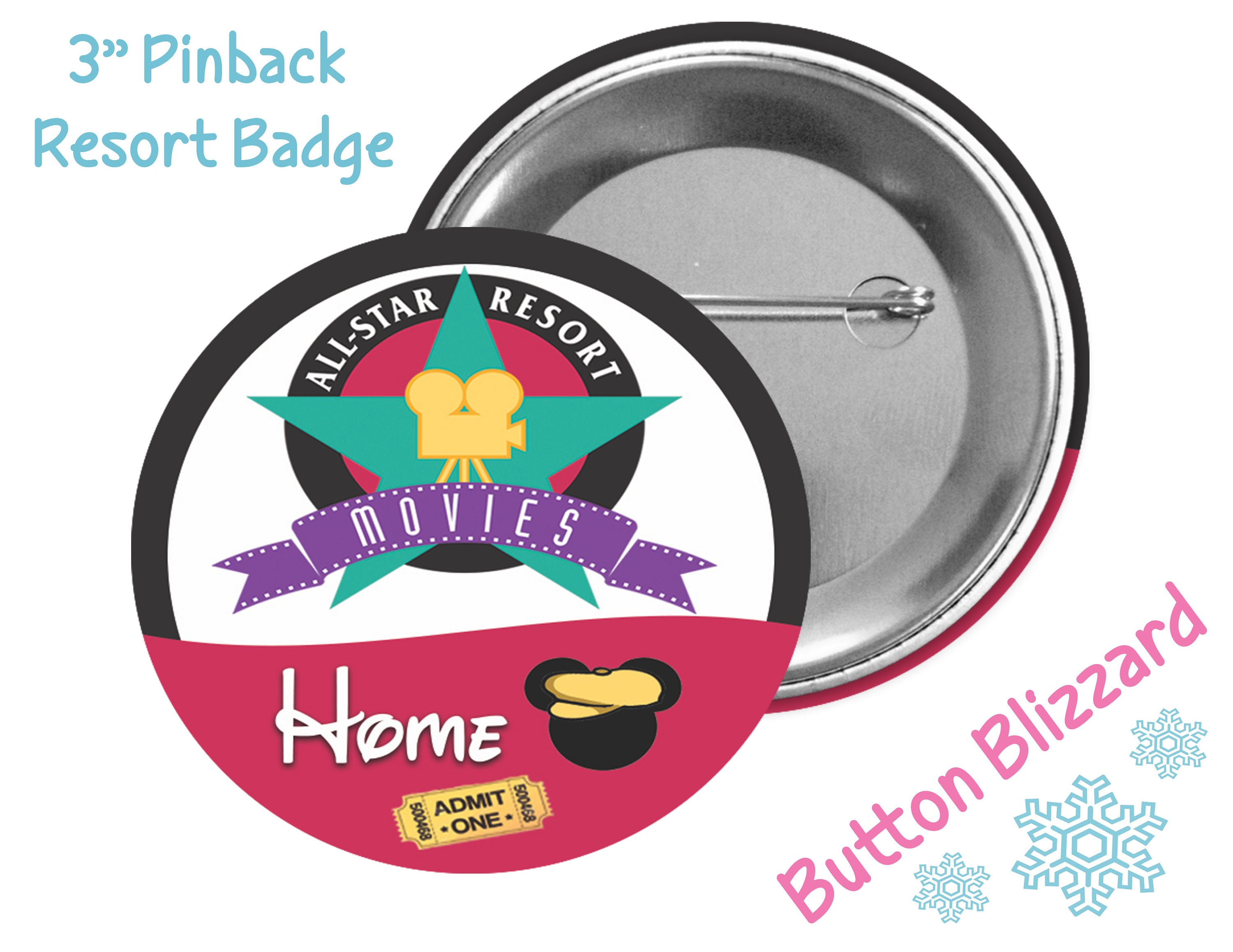 All Star Movies Resort Button - Disney Hotel Badge - Disney Park Pin ...