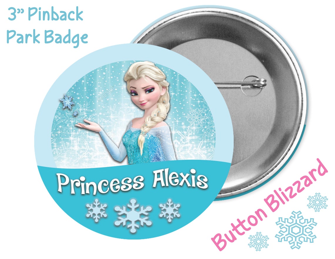Personalized Princess Button Frozen Badge Princess Elsa | Etsy