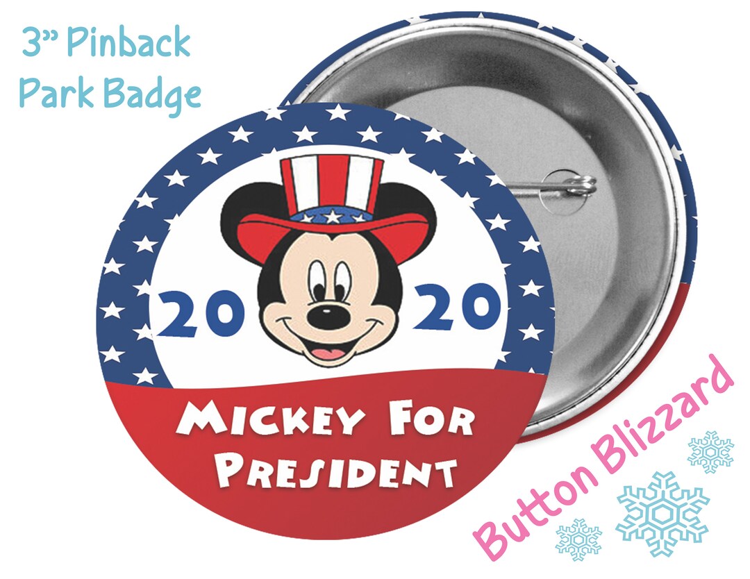 2020 Mickey for President Button - Presidential Candidate Badge ...