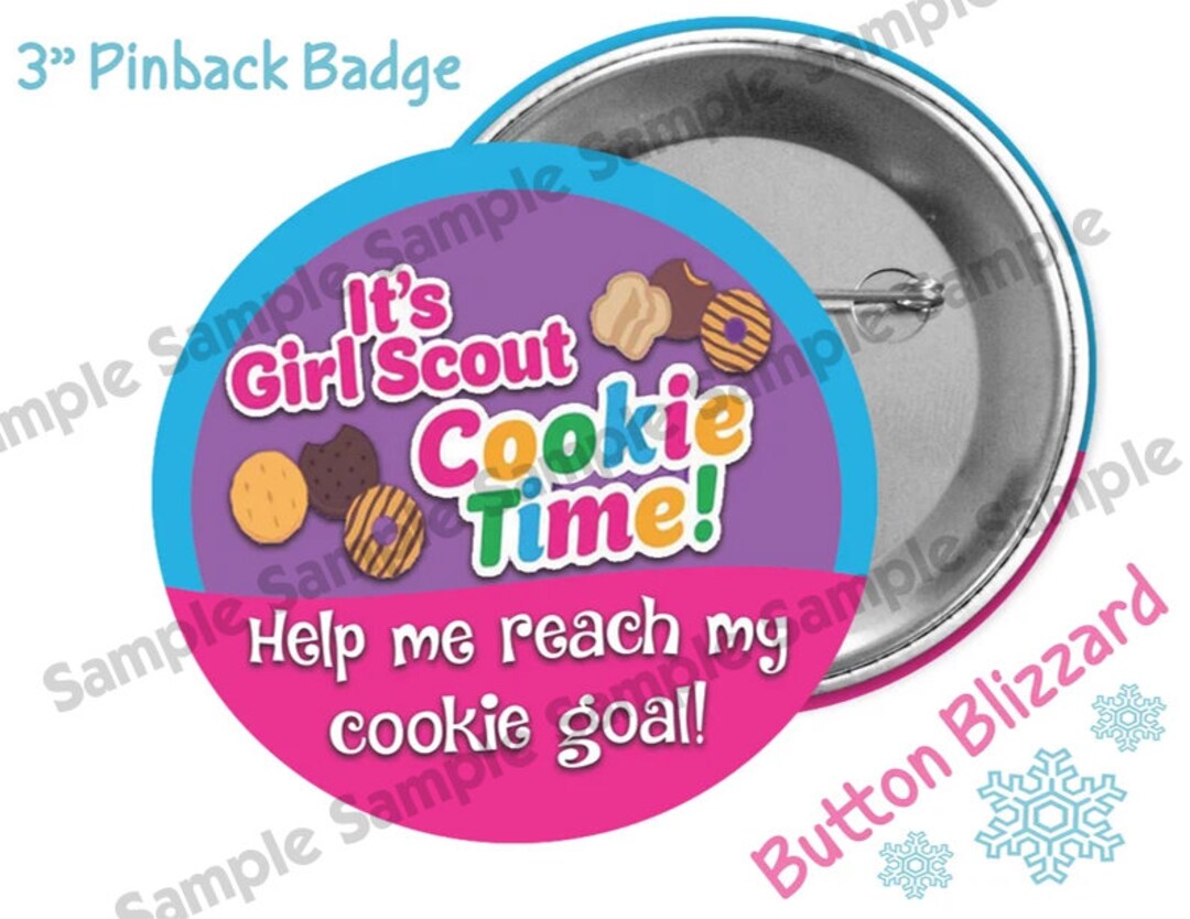 Girl Scout Cookie Time Button Cookie Goal Badge Cookie Selling Pin ...
