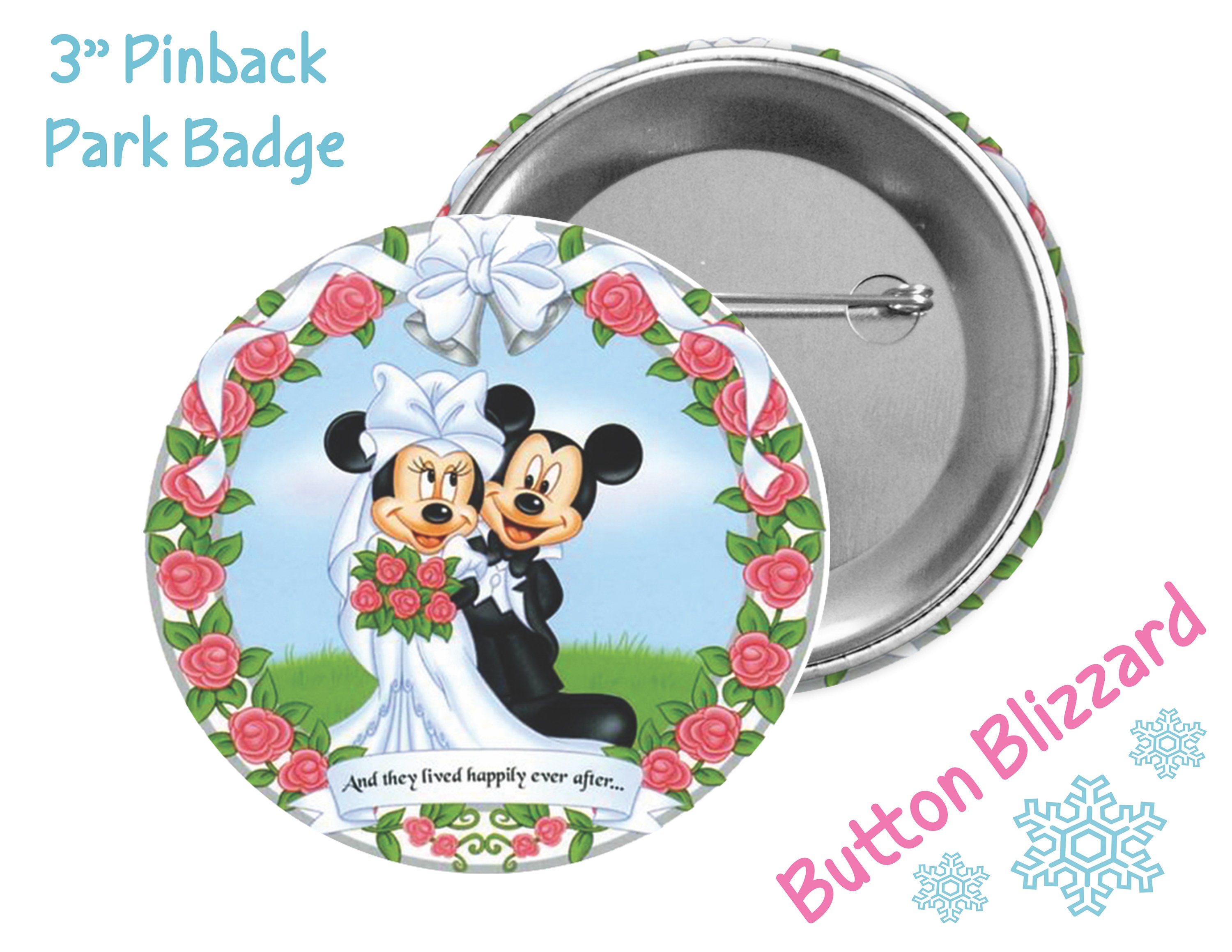 Just Married Minnie and Mickey Button Disney Marriage Button | Etsy