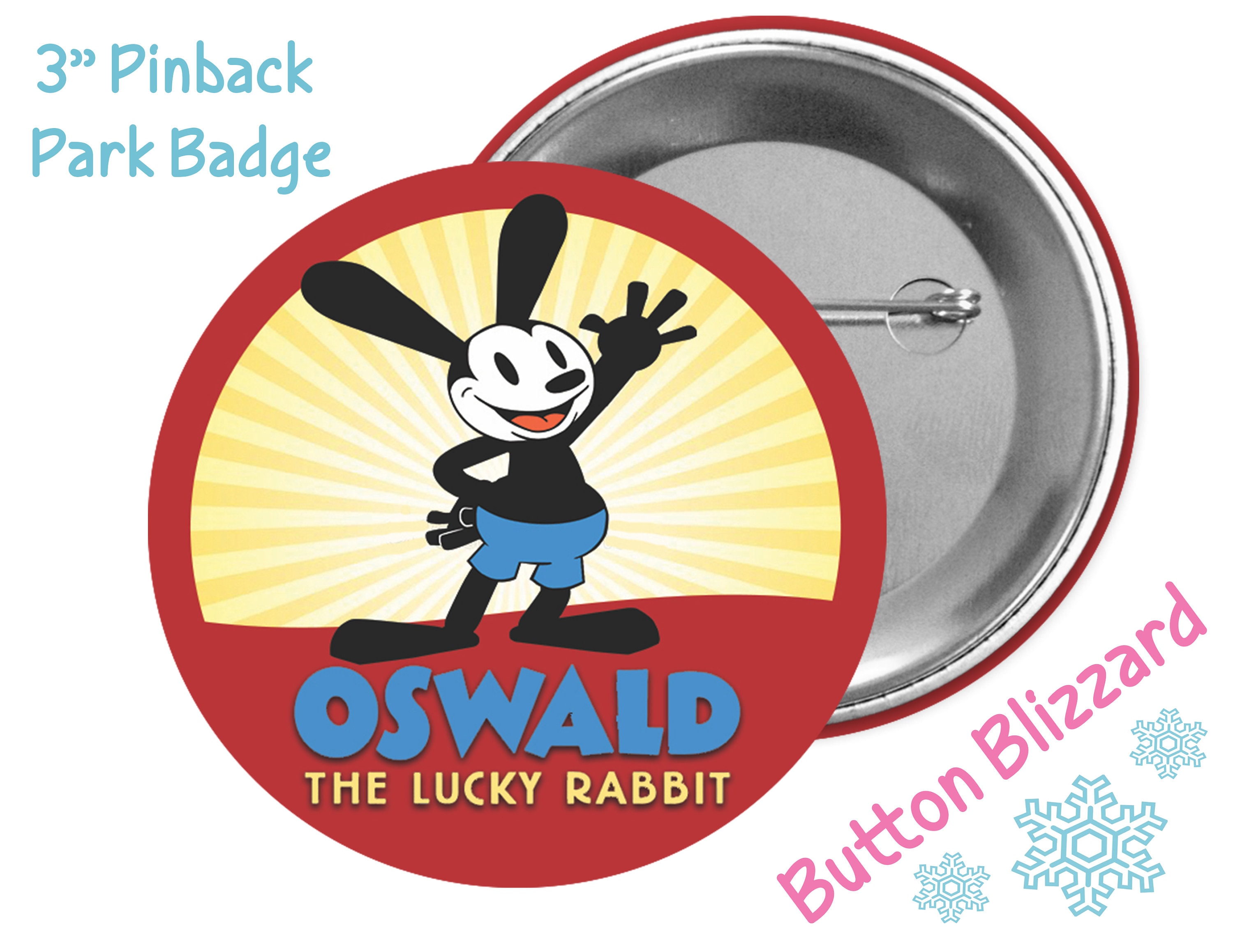 Oswald the Lucky Rabbit Button Oswald Rabbit Button Disney | Etsy