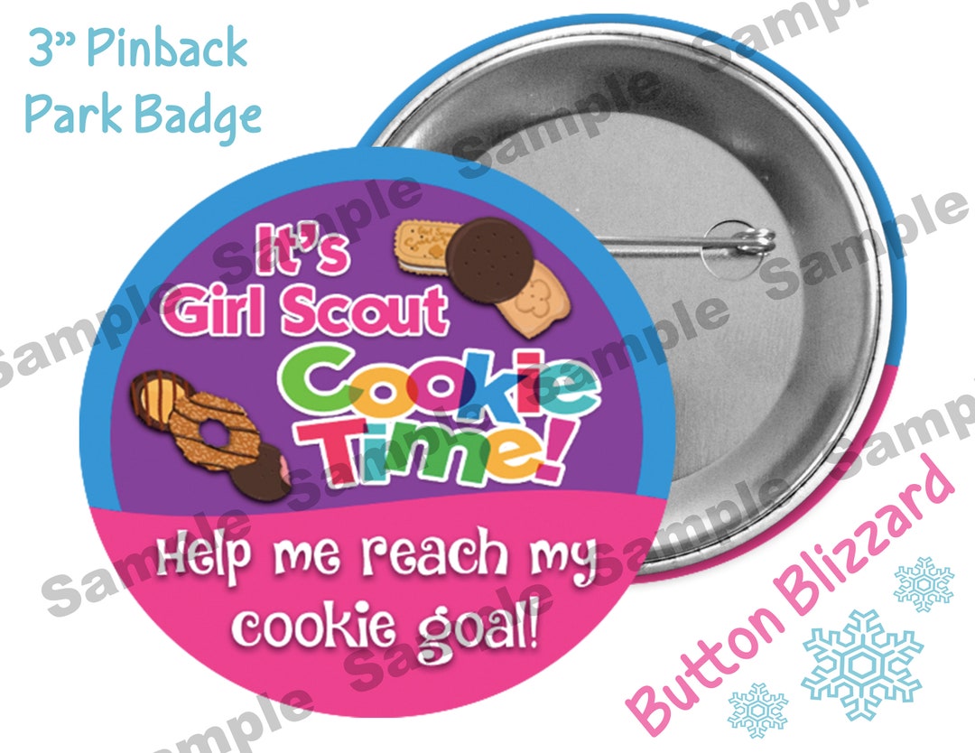 Girl Scout Cookie Time Button - Cookie Goal Badge - Cookie Selling Pin ...