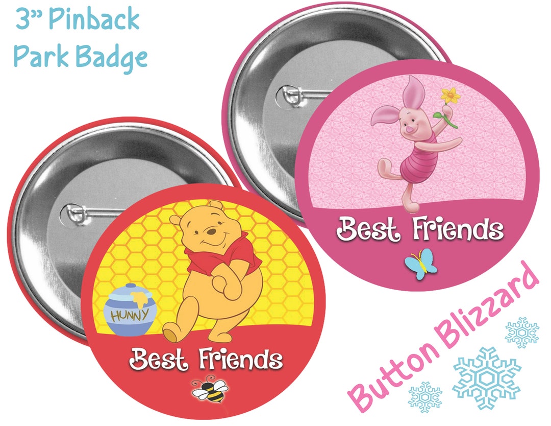 Winnie the Pooh and Piglet Best Friends Button Set - BFF Button - Theme ...