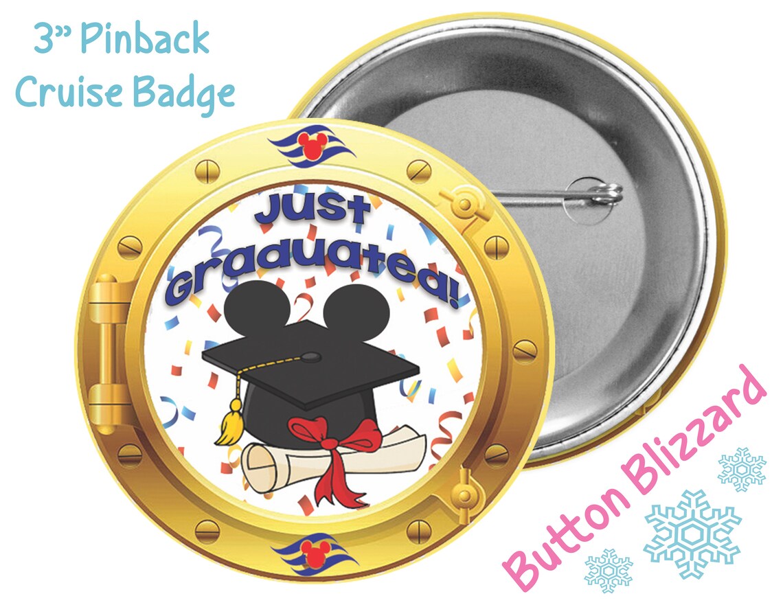 Mickey Inspired Just Graduated Button Disney Cruise Line | Etsy