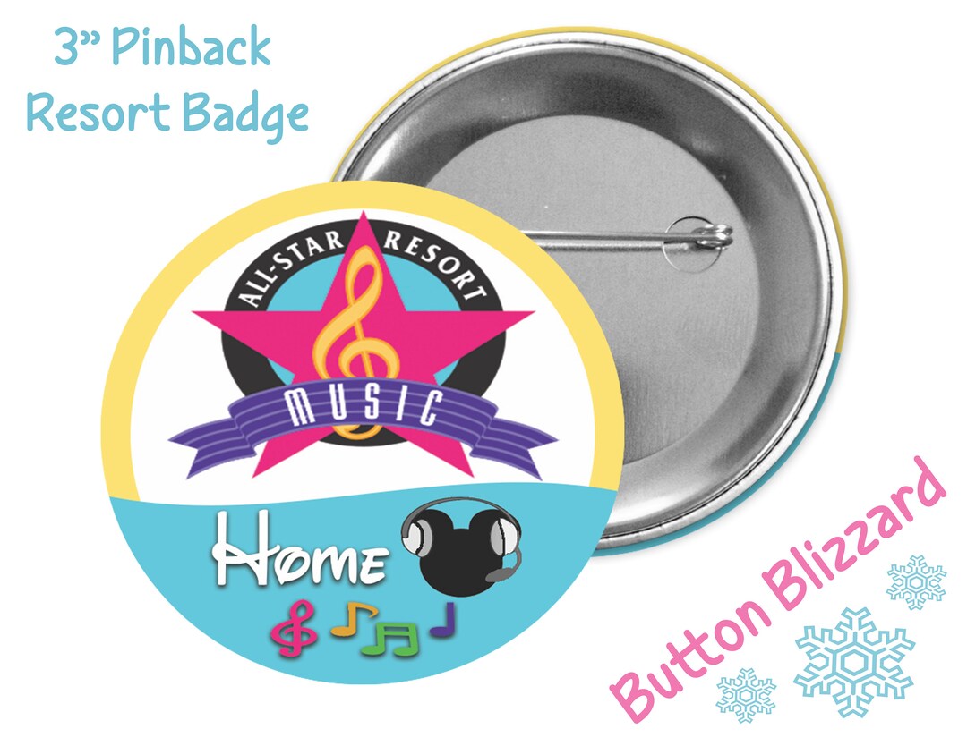 All Star Music Resort Button Disney Hotel Badge Disney Park Pin Theme ...