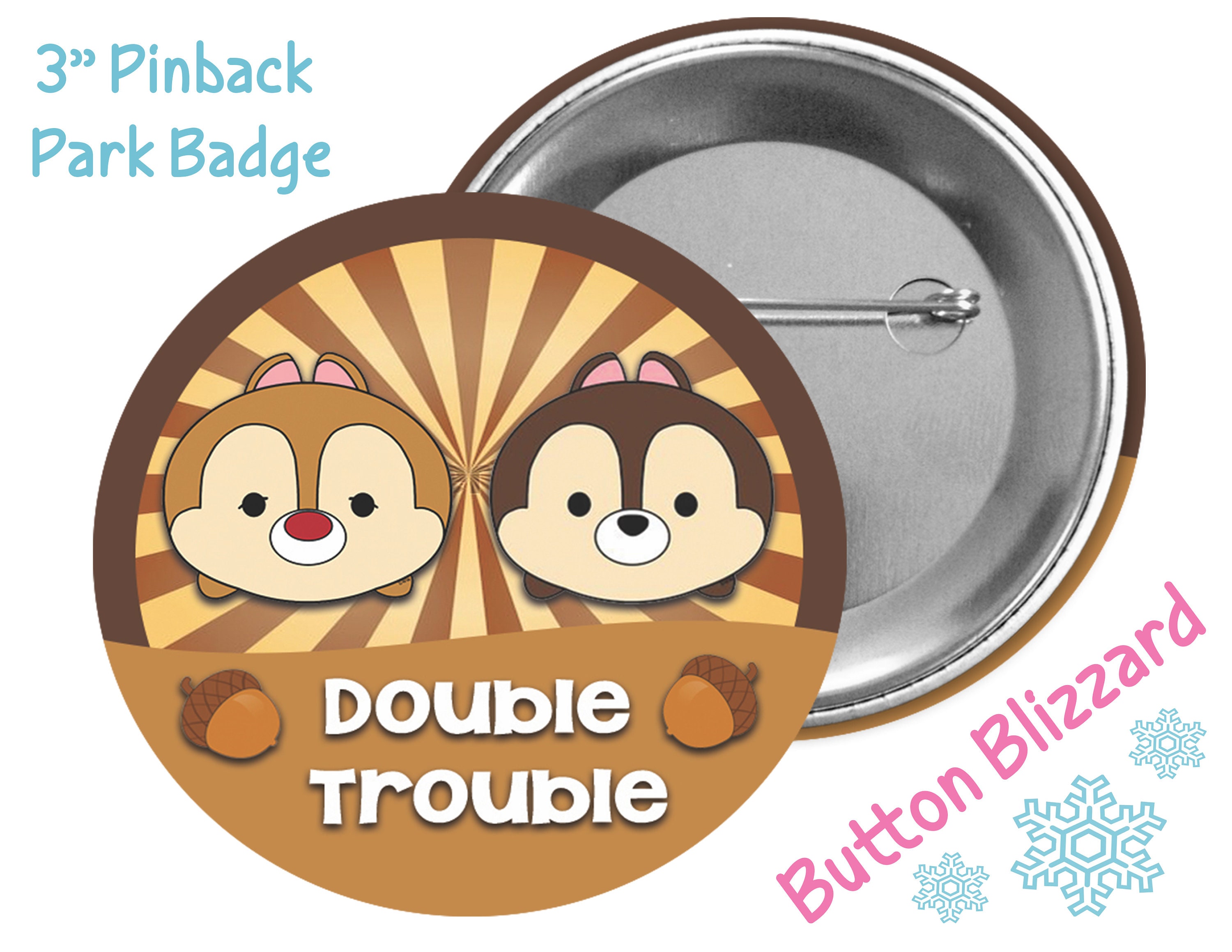Chip and Dale Double Trouble Button - Disney Park Button - Chip and ...