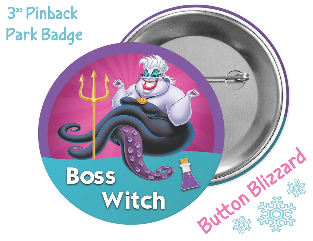 Ursula Little Mermaid Button - Boss Witch Button - Disney Villain ...