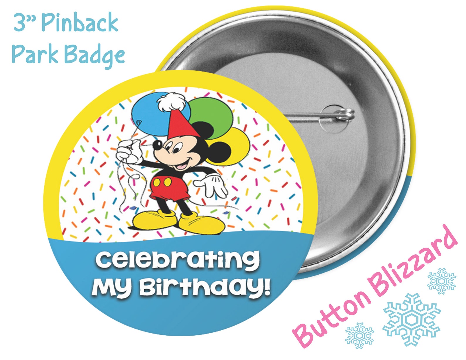 Mickey Mouse Birthday Button Mickey Celebration Button - Etsy