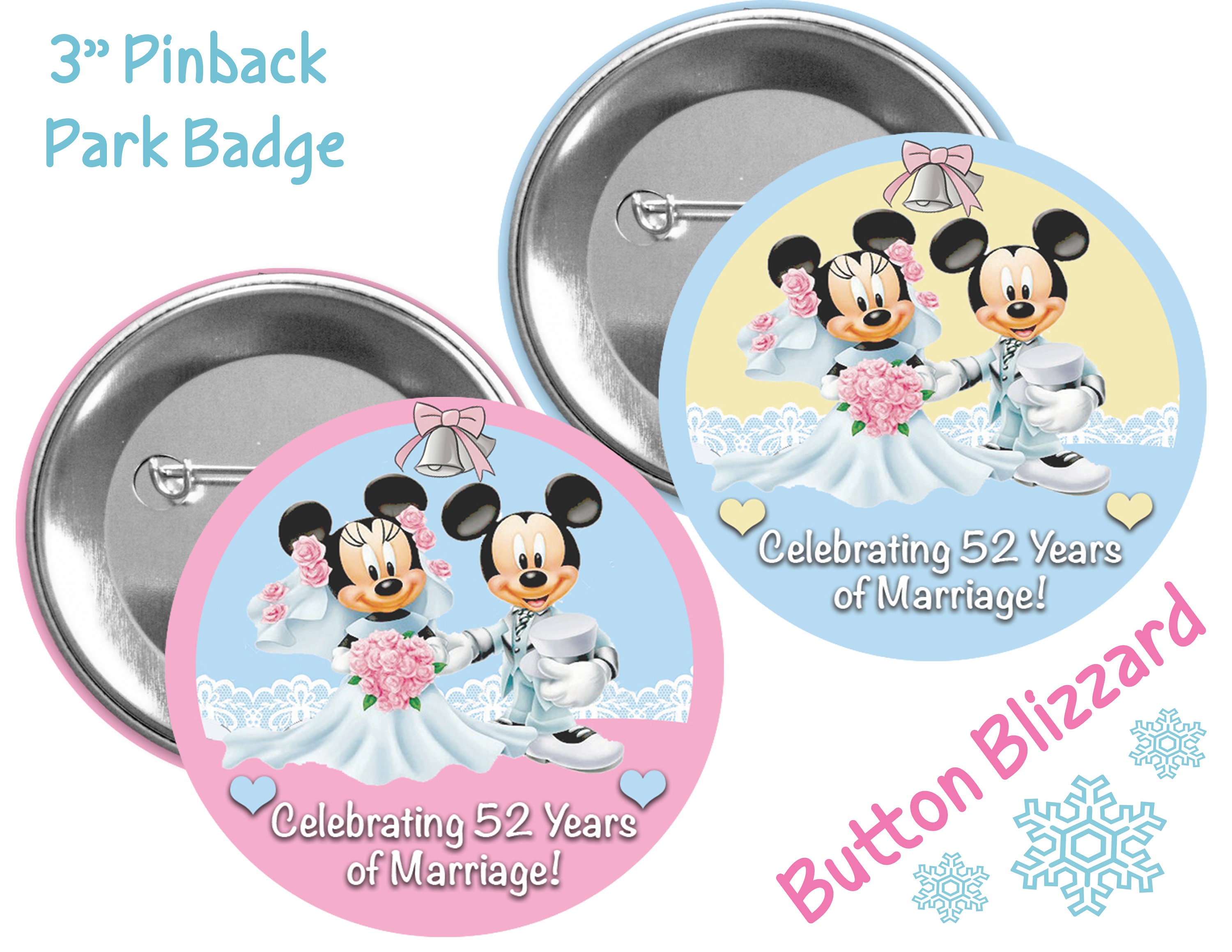 Customized Mickey and Minnie Anniversary Button Marriage | Etsy
