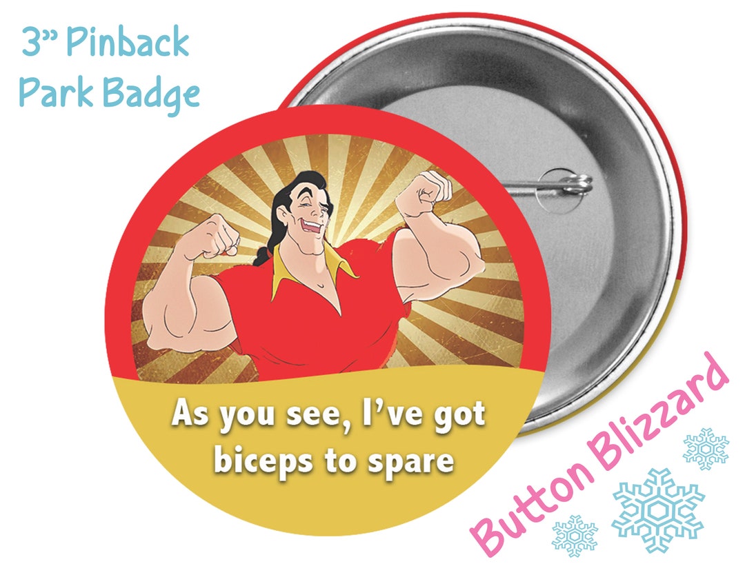 Gaston Button - Beauty and the Beast Button - Gaston Badge - Character ...