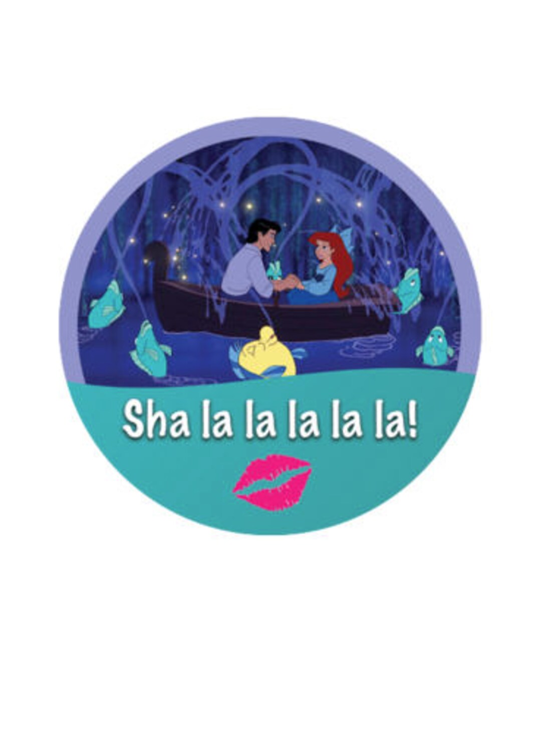 Ariel and Prince Eric Button - The Little Mermaid Badge - Kiss the Girl ...